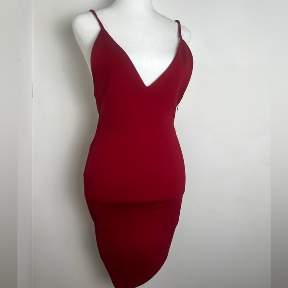 Tobi | Dresses | Tobi Red Asymmetrical Bodycon Dress Us Size Xs | Poshmark